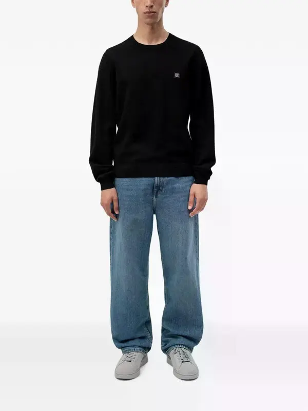 Hugo Setallo Knitted-piqué Sweater With Metallic Stacked-logo
