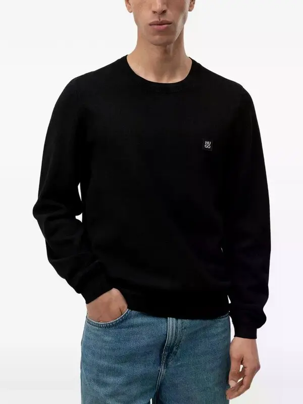 Hugo Setallo Knitted-piqué Sweater With Metallic Stacked-logo