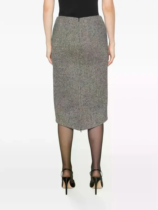 N°21 Herringbone-pattern Side-slit Skirt