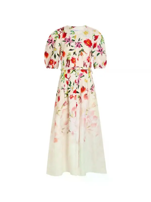 Gabriela Hearst Ignis Floral-print Belted Maxxi Shirt Dress - Neutrals