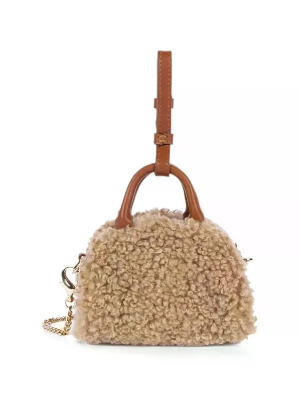 LANCASTER Nano Shearling-effect Leather Clutch Bag