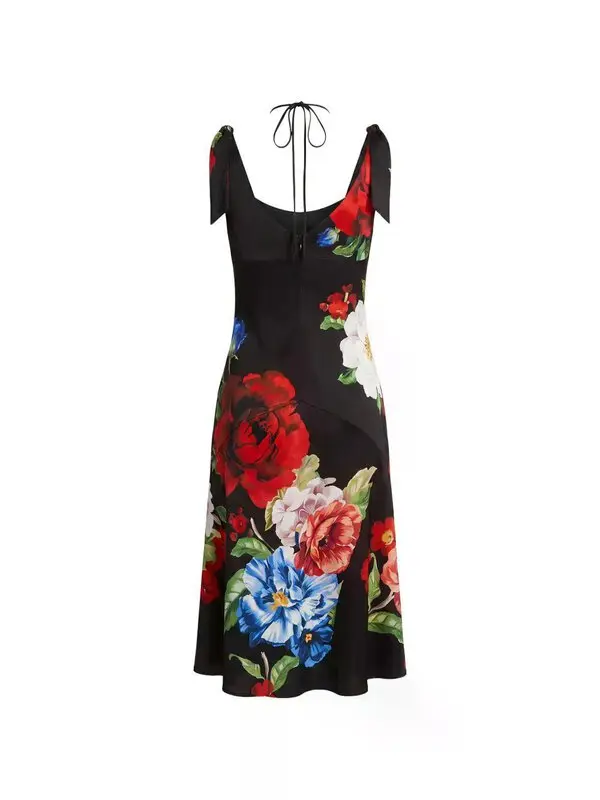 Alice + Olivia Floral Print Cowl Neck Midi Dress