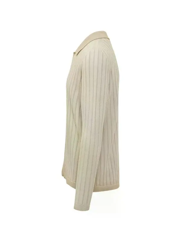 AROVESCIO Ribbed-knit Long-sleeve Shirt - Neutrals