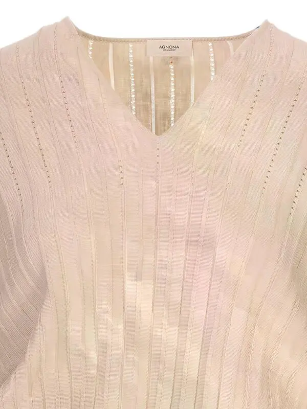 Agnona Pointelle-knit V-neck Jumper