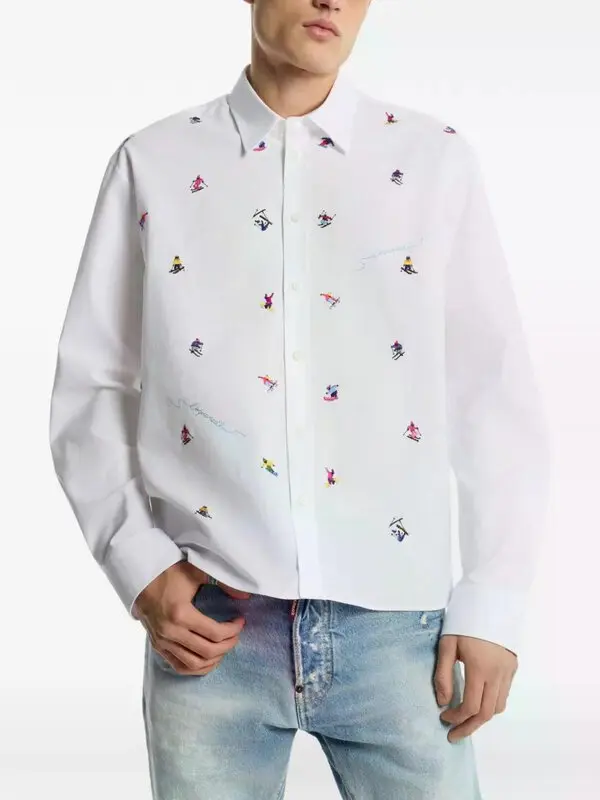 Dsquared2 Skier-embroidered Cotton Shirt