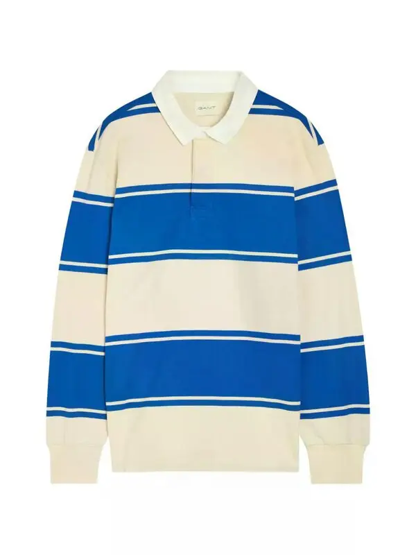 Gant Horizontal-stripe Long-sleeve Polo Shirt - Neutrals