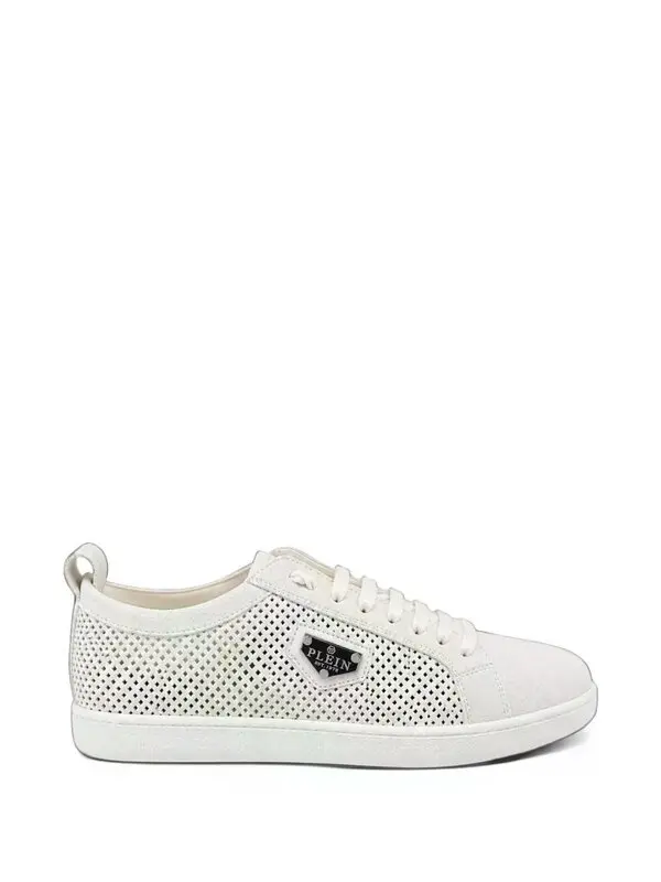 Philipp Plein Perforated Suede Lace-up Sneakers - Neutrals