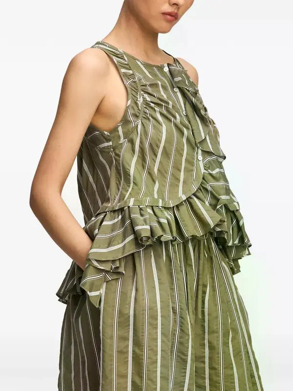 Cinq À Sept Azura Ruffled Striped Top