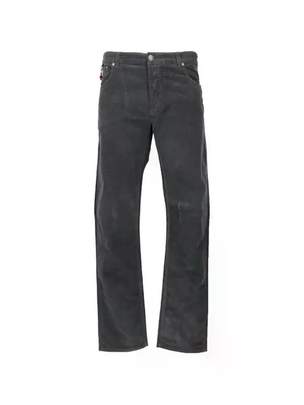 Isaia Logo-patch Corduroy-texture Jeans - Grey