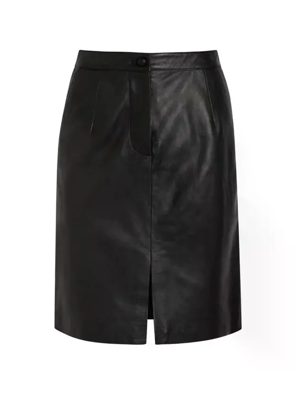 BLAZÉ MILANO Leather Pencil Midi Skirt - Black