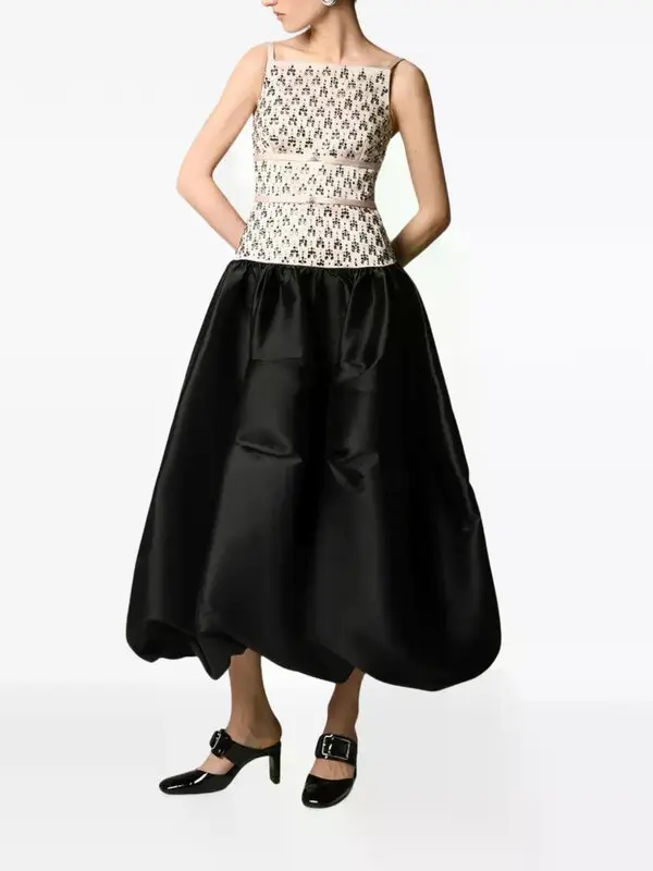 NAFSIKA SKOURTI Astra Bloom Crystal-embellished Midi Dress - Black