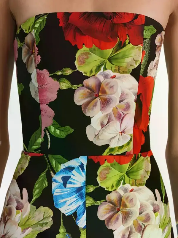Alice + Olivia Beatriz Floral-print Strapless Jumpsuit - Black