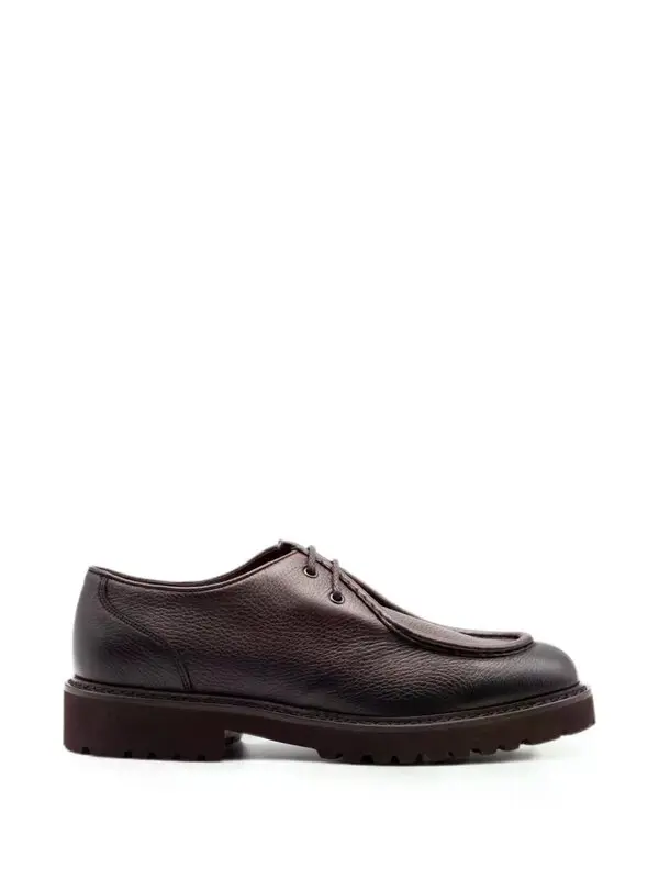 DOUCAL'S Textured Box-stitched Oxford Shoes - Brown