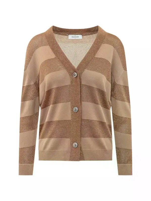 GRAN SASSO Striped V-neck Cardigan
