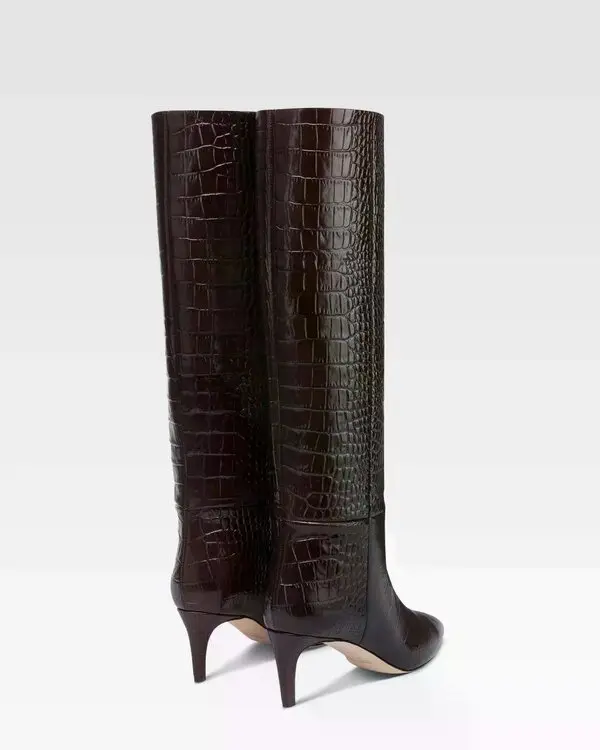 Paris Texas Crocodile-effect Leather Boots - Brown