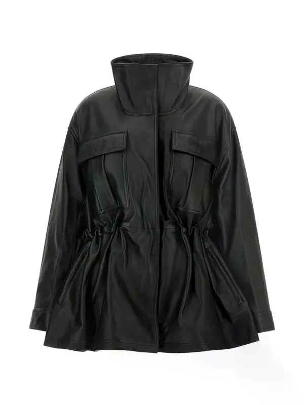 RÓHE Sculptural-waist Leather Jacket - Black