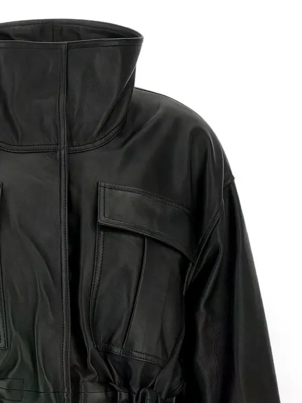 RÓHE Sculptural-waist Leather Jacket - Black