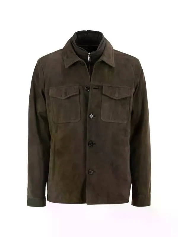 MOORER Torquato-tz Suede Layered-detail Jacket