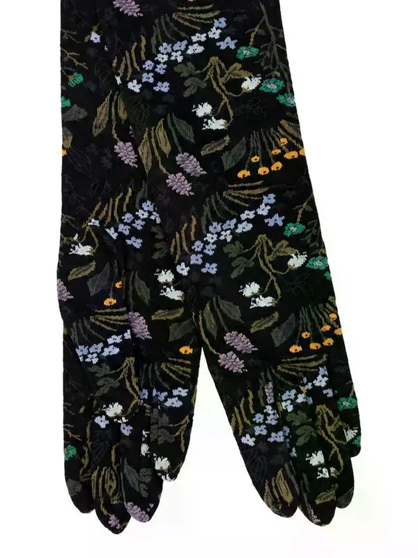 ANTIPAST Floral Print Knitted Gloves - Black