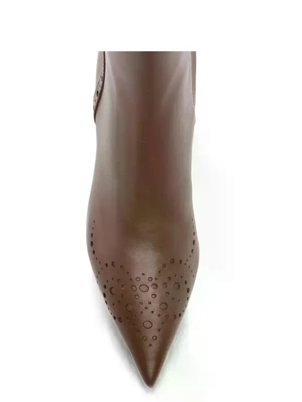 GIANVITO ROSSI Brogue-detail Pointed-toe Ankle Boots