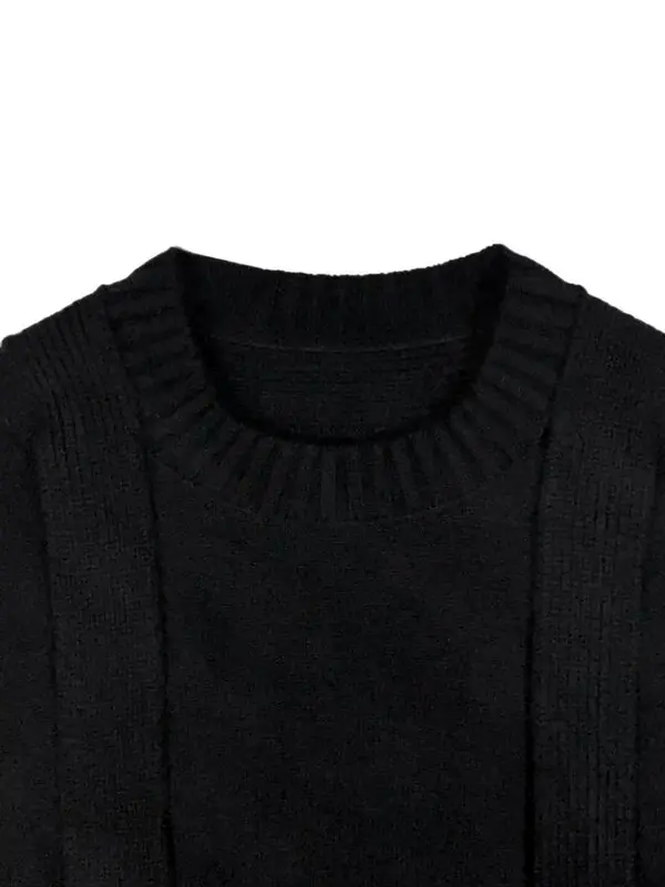 Sacai Panelled Wool Jumper - Black