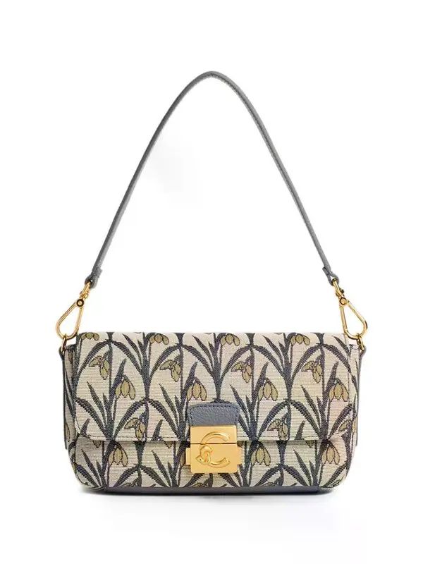 COCCINELLE Medium C-me Lock Floral-jacquard Leather-trim Tote Bag
