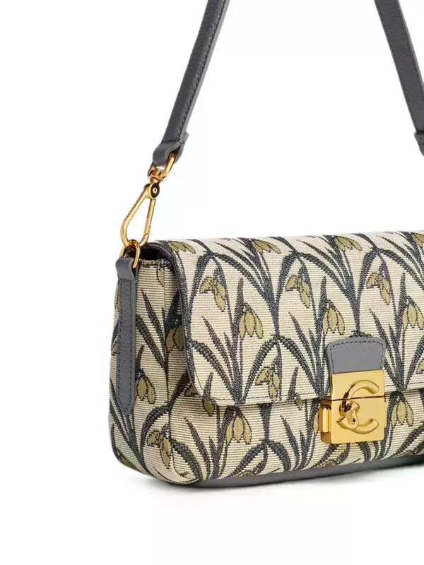 COCCINELLE Medium C-me Lock Floral-jacquard Leather-trim Tote Bag