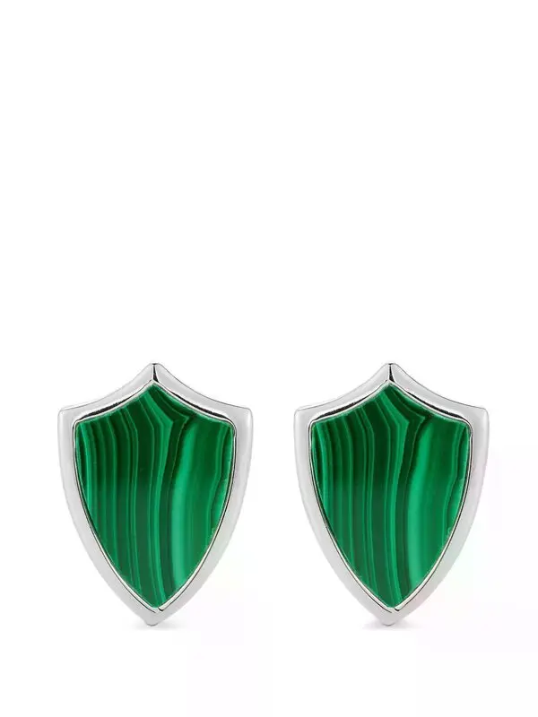 Mateo Malachite Shield Cufflinks - Silver