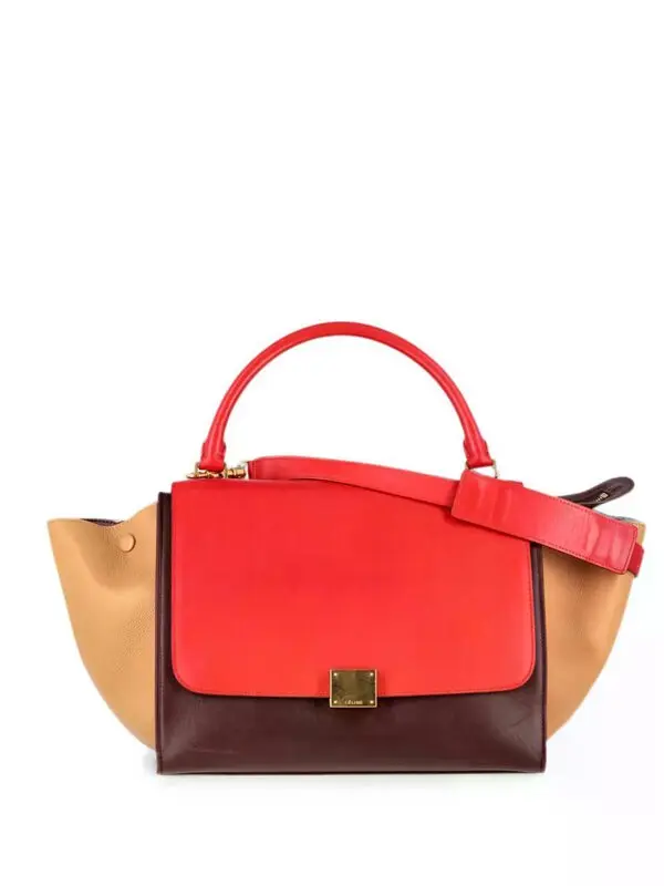 Celine Trapeze Leather Tote Bag - Red