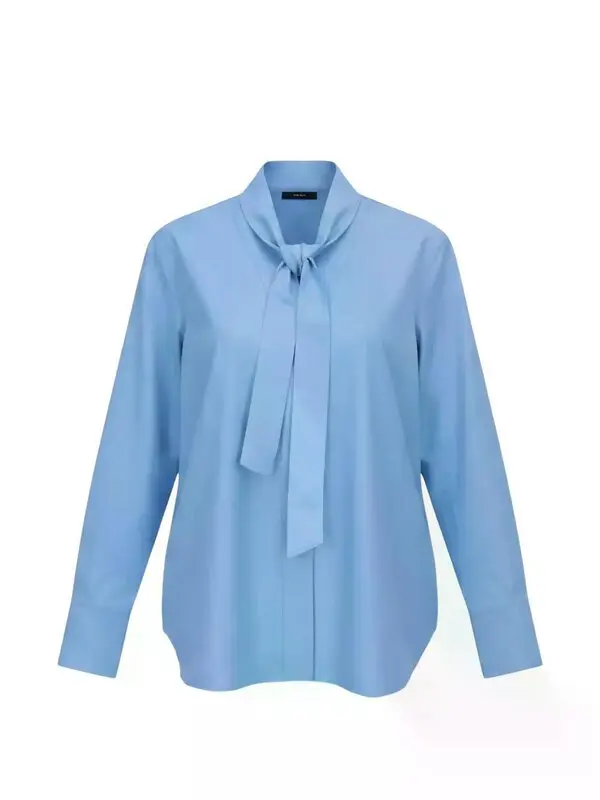 Isaia Pussy-bow Long-sleeve Shirt - Blue