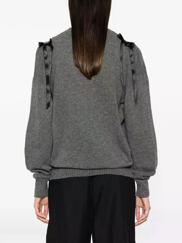 Simone Rocha Bow-embellished Cold-shoulder Sweater