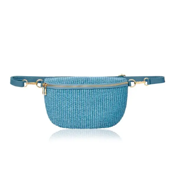 BETSY & FLOSS Enna Raffia Crossbody And Waist Bag - Blue