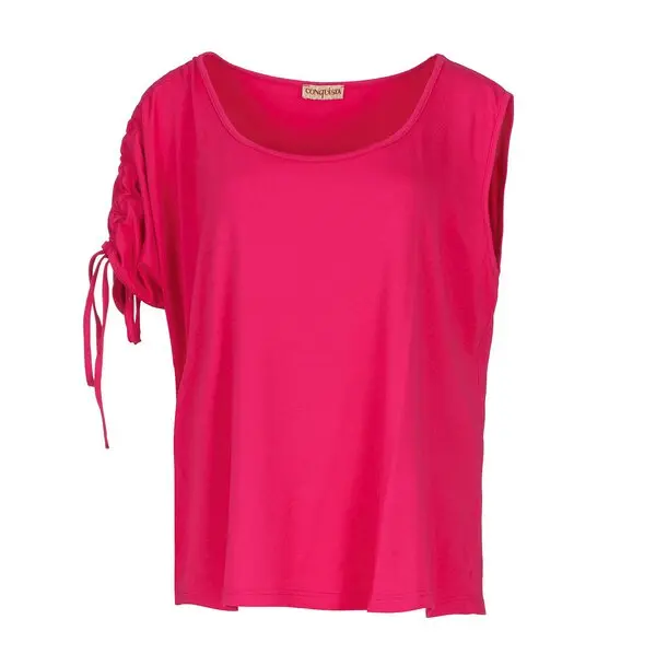 CONQUISTA Fuchsia Asymmetrical Top Plus Size