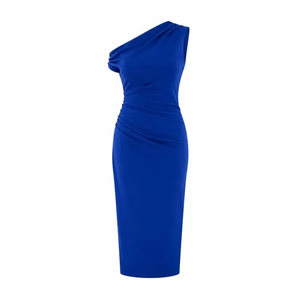 GIRL IN MIND Donna Asymmetric Neckline Jumpsuit Cobalt - Blue