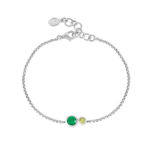 DOWER & HALL Silver / Green Greens Tutti Frutti Duo Chain Bracelet - Silver/green