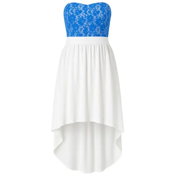 CONQUISTA Strapless High-low Dress With Lace Detail - Black