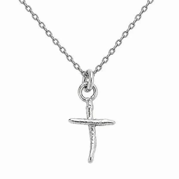 MOTHER NATURE JEWELRY Sterling Jasmine Branch Cross Pendant Necklace - Silver