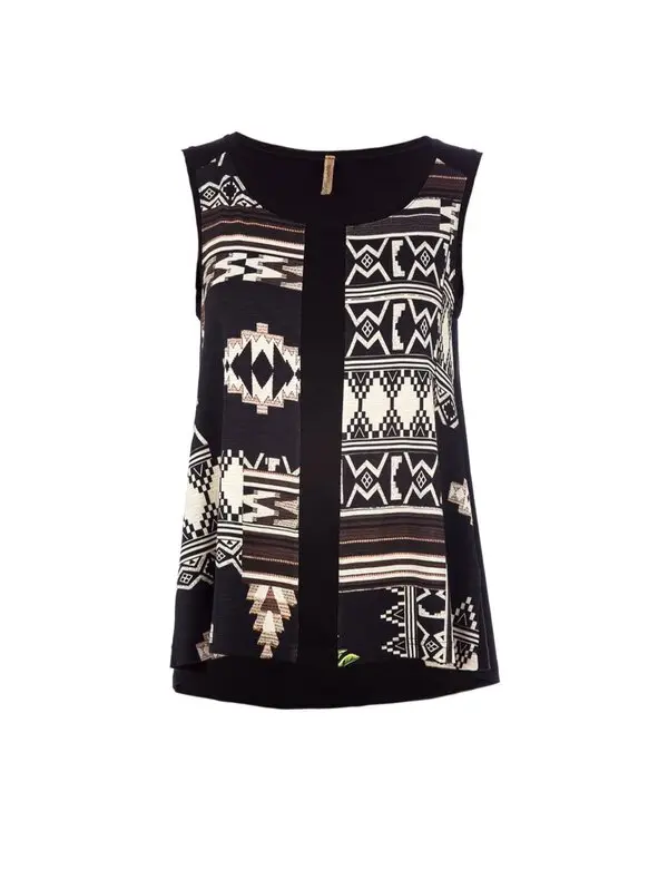 CONQUISTA Sleeveless Jungle Print Top
