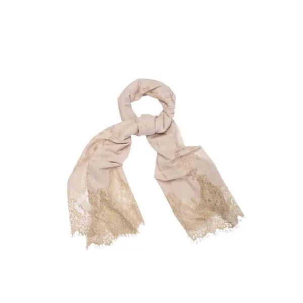 Saachi Lace Shimmer Taupe Scarf - Brown