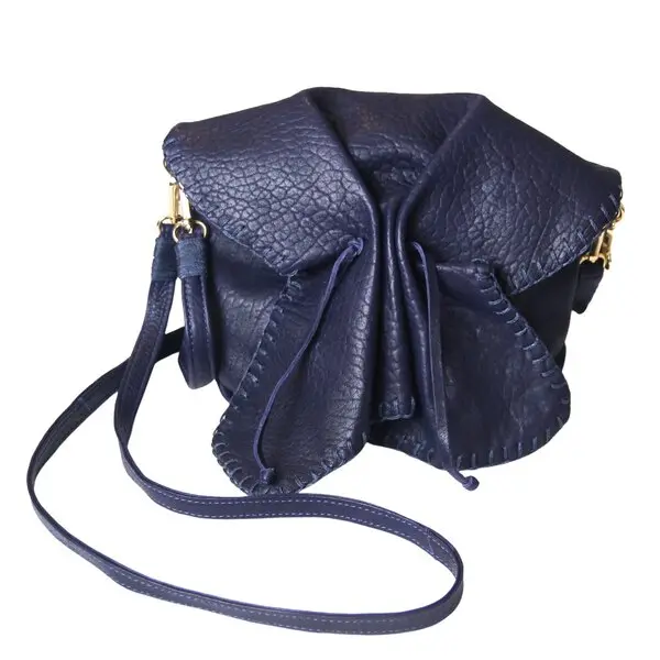 Carlos Falchi Butterfly Lambskin Bag Navy