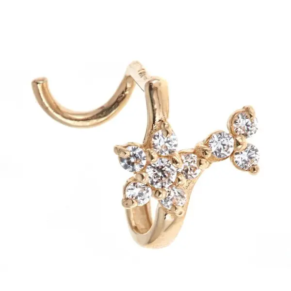 Zahav Jewelry 10k Solid 20g Flower Round Cz Cluster U Post Nose Stud