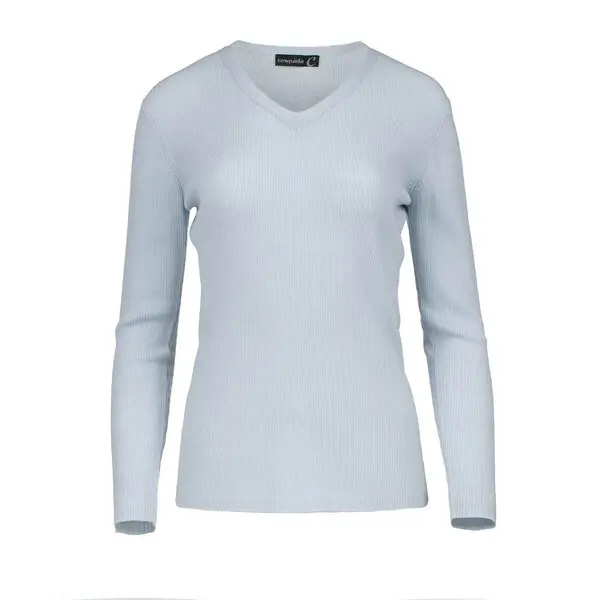CONQUISTA Fitted V Neck Wool Blend Top