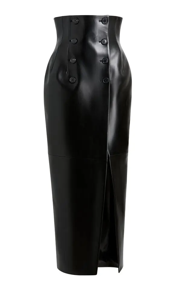 Khaite Luiza High-rise Leather Skirt - Black
