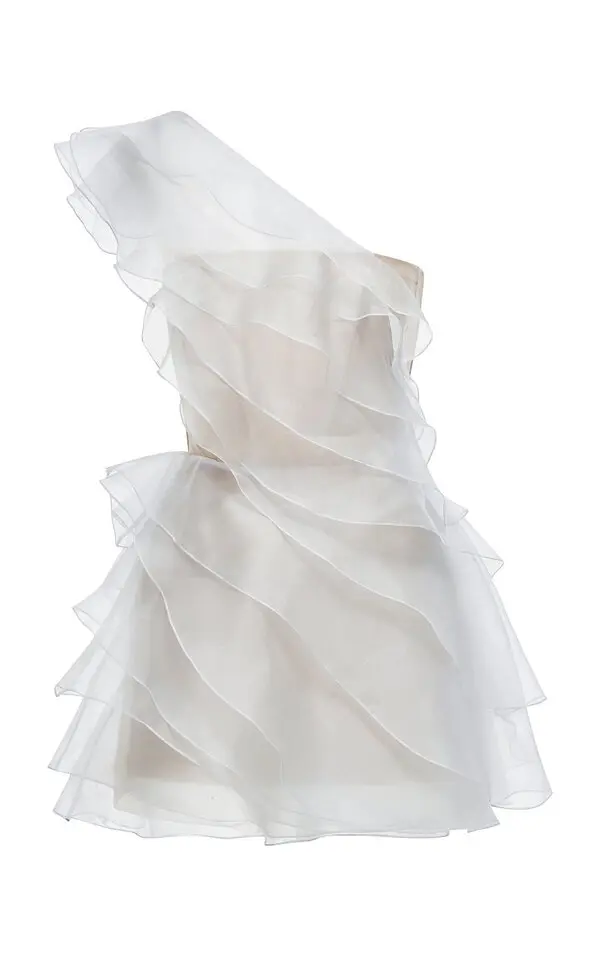 MONTSAND Ruffled One-shoulder Mini Dress - Grey