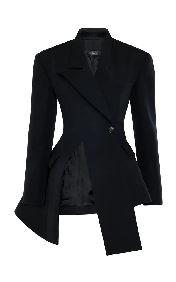A.W.A.K.E. Mode Asymmetrical Wool Blazer - Navy
