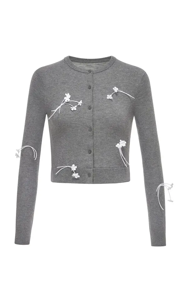MONTSAND 3d Floral Cotton-modal Cardigan