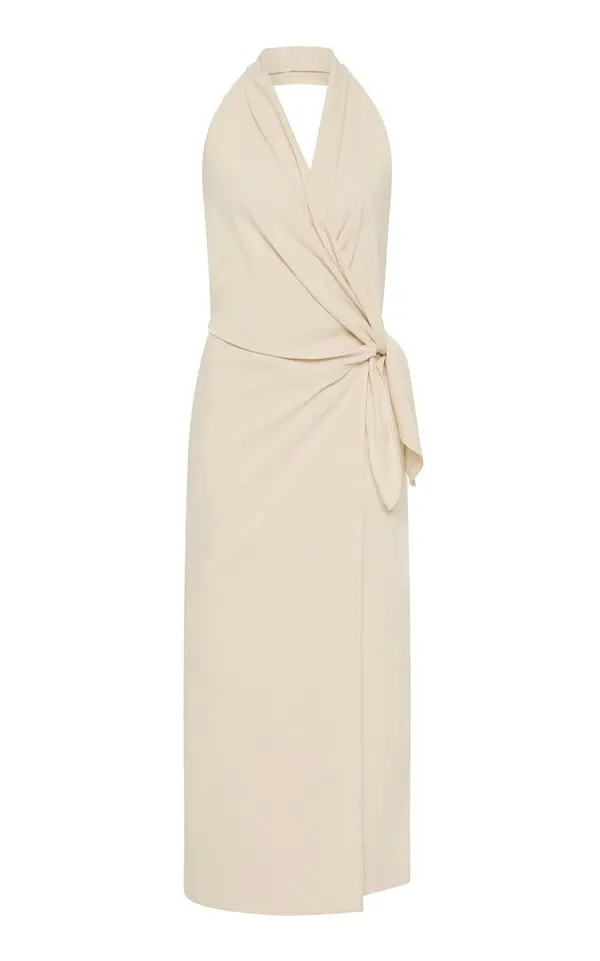 ST. AGNI Halter Wrap Backless Dress