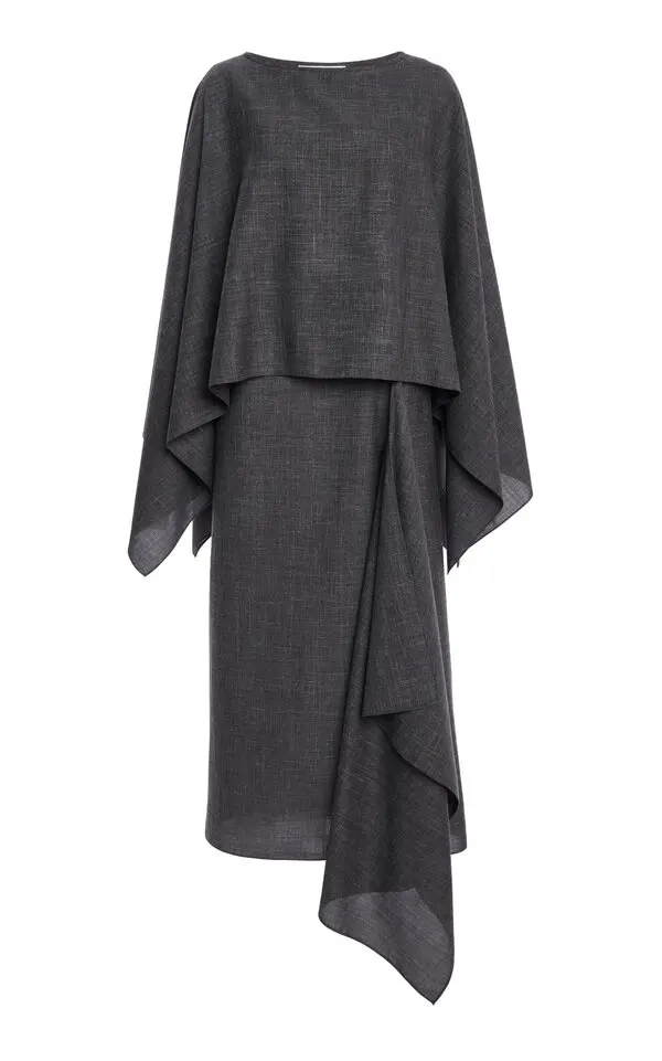 Michael Kors Caftan-top Wool-blend Midi Dress - Grey