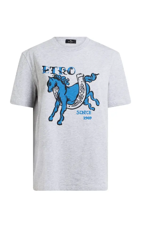 Etro Graphic Cotton T-shirt - Grey