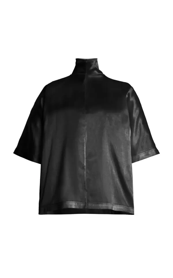 Brandon Maxwell The Ellis Mock Neck Stretch-silk Top - Black